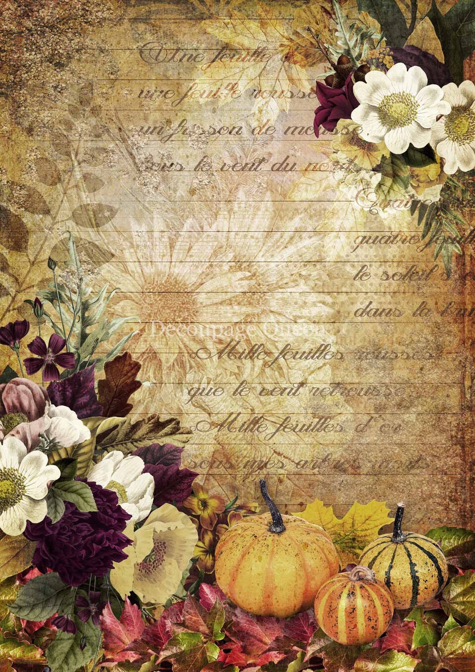 Decoupage Rice Paper Autumn Message Decoupage Paper 330 Pumpkin Floral ...