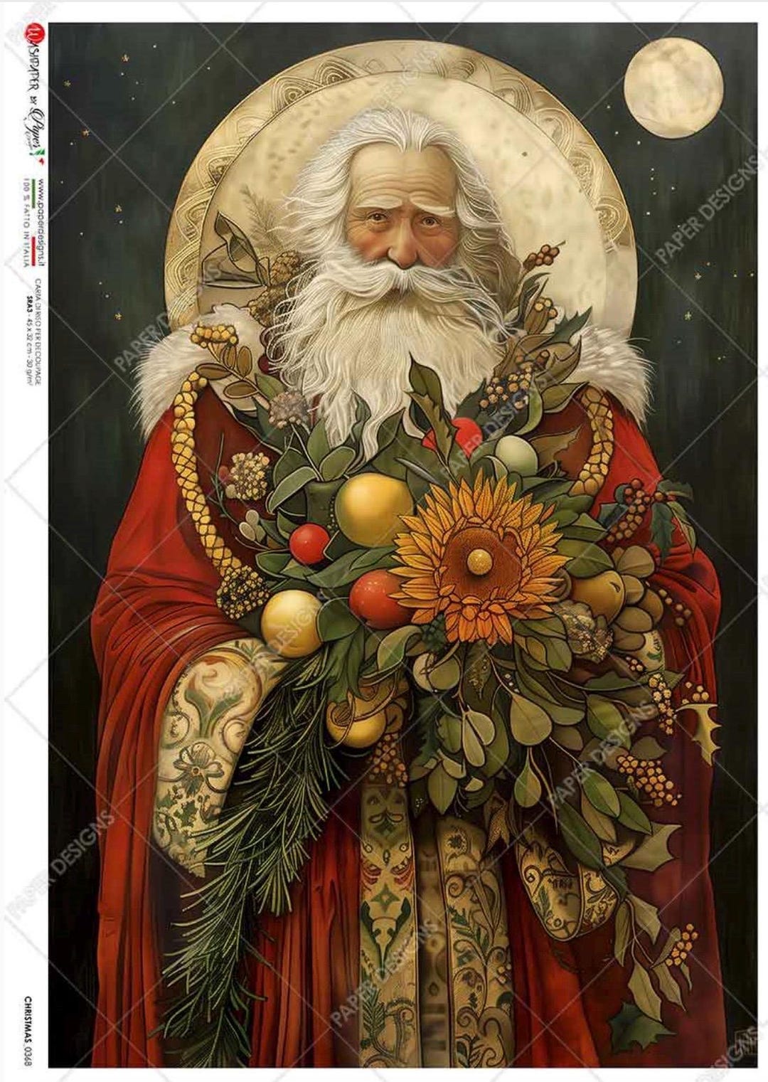 Rice Paper ∙ St Nicholas With Flowers I | 0368 | Paper Designs | - Etsy
