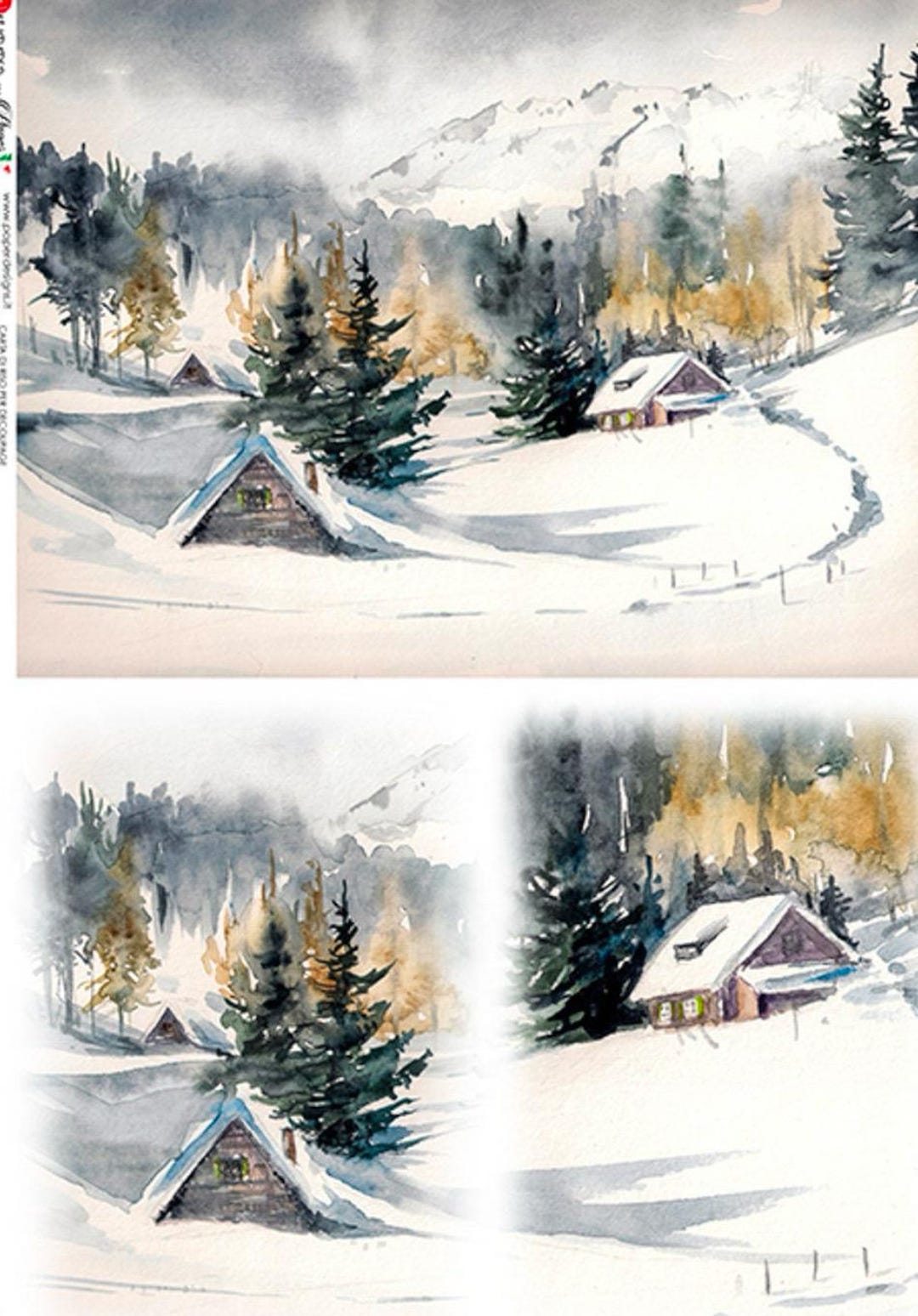 Decoupage Rice Paper- Snowy Landscape Scene - Decoupage Paper - 0167 ...
