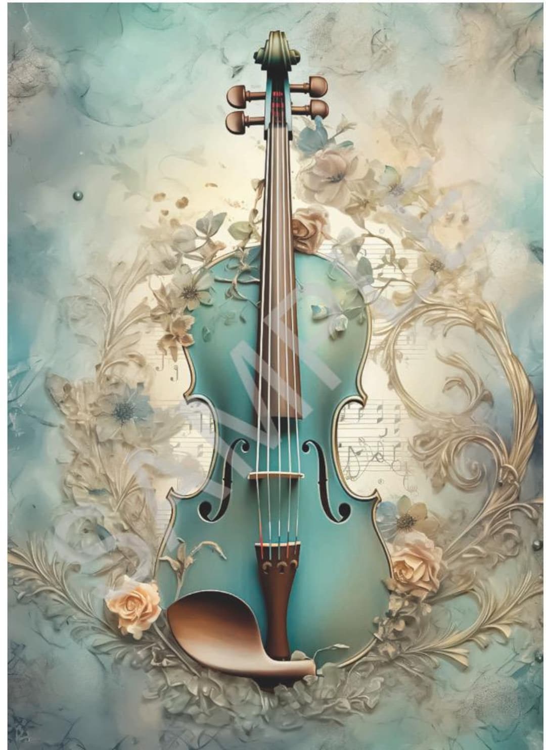 Dreamscape Violin Decoupage Rice Paper- Calambour T167 - A4 Size 8.3 X ...