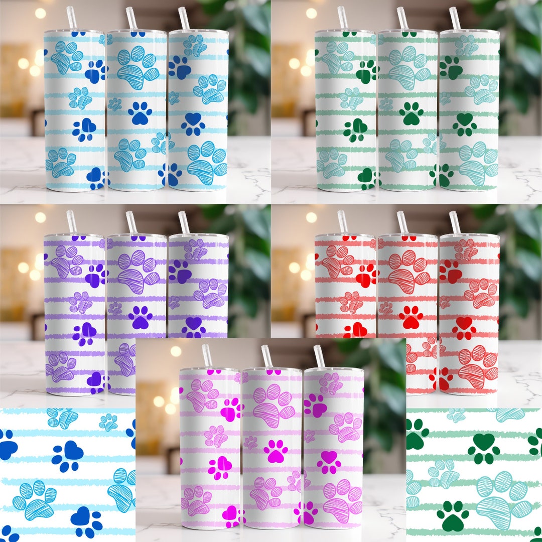 Five Paws 20 Oz Skinny Tumbler Wrap Designs Sublimation Design Tumbler ...