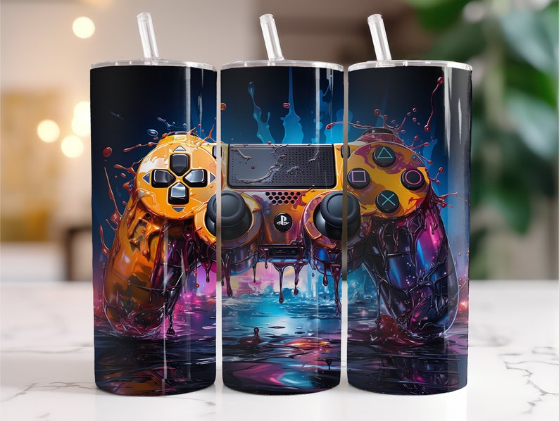 Four Paint Splatter Gamer Tumbler Sublimation Design Instant Download ...