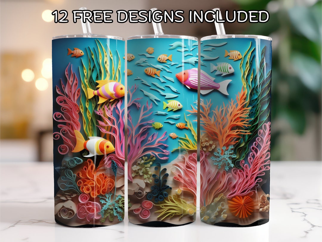3D Paper Quilling Sea Life Sublimation Design Ideal for 20 Oz Skinny ...