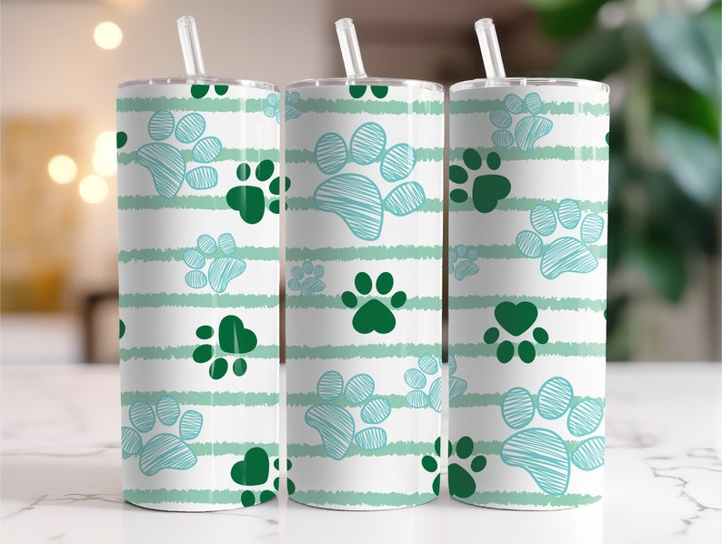 Five Paws 20 Oz Skinny Tumbler Wrap Designs Sublimation Design Tumbler ...