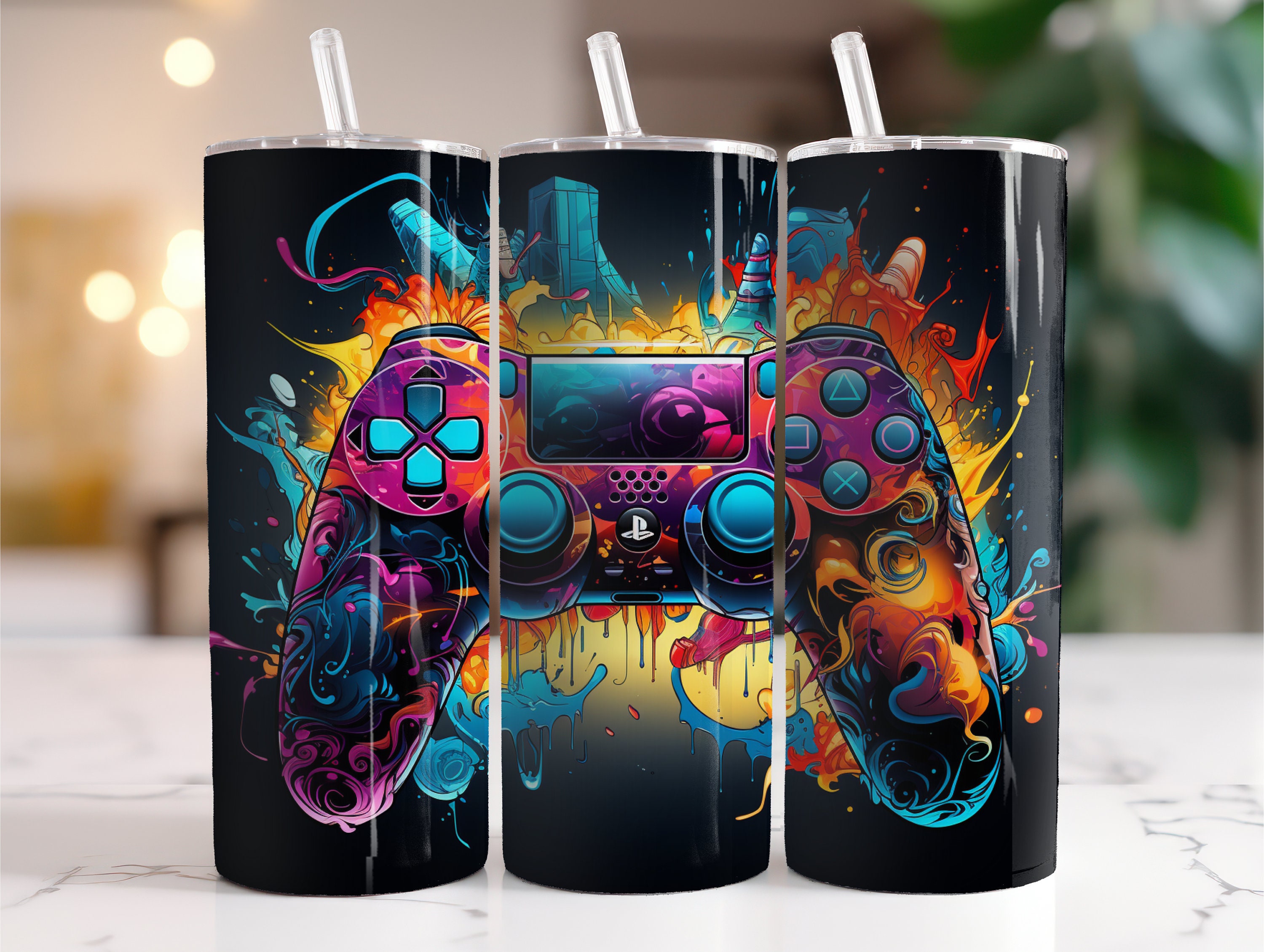 Four Brightly Coloured Gamer Controller Designs Sublimation Instant ...