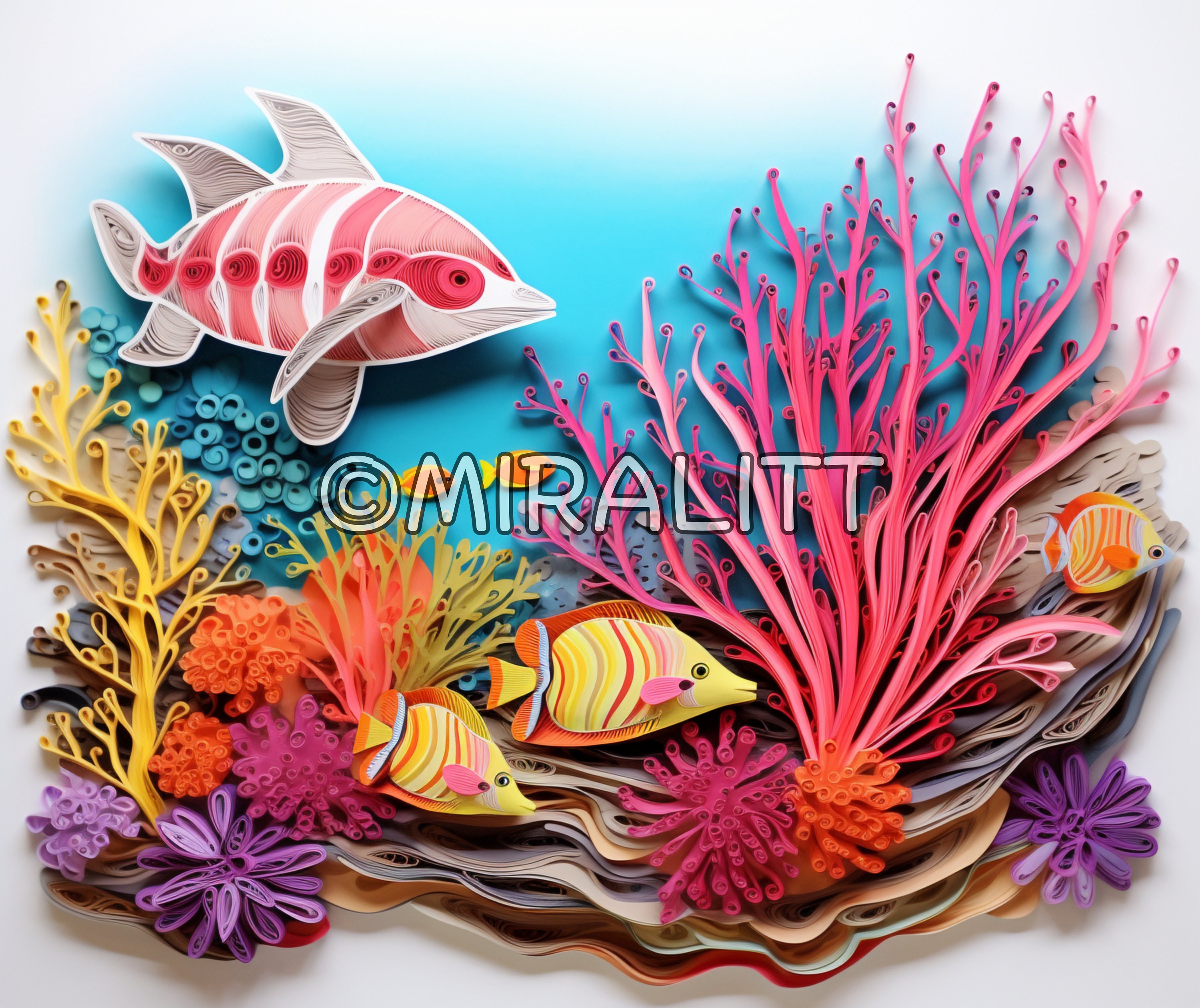3D Paper Quilling Sea Life Sublimation Design Ideal for 20 Oz - Etsy