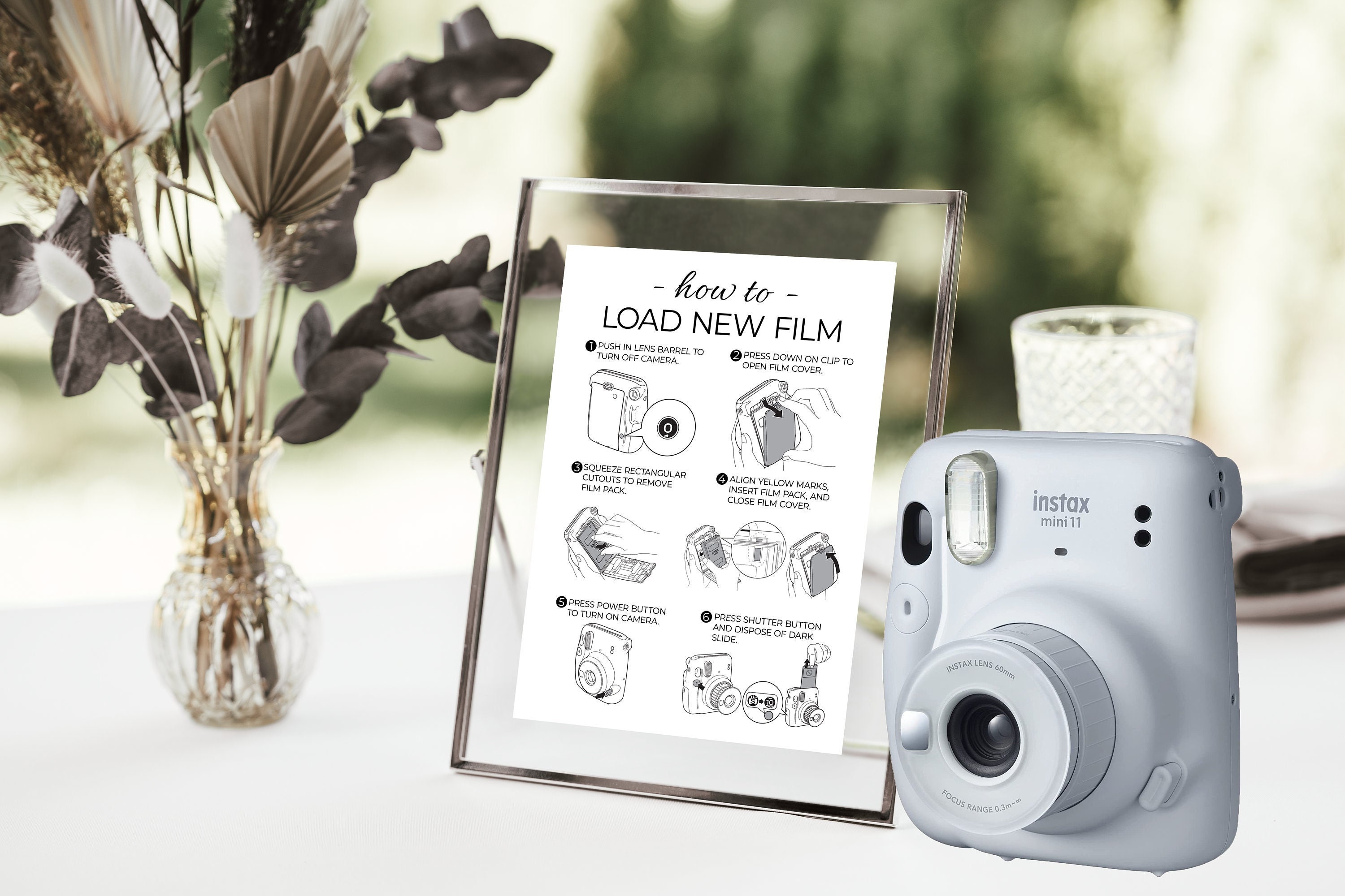 Instax Mini 11 Photo Guestbook Printable Sign How to Load New Film ...