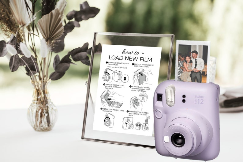 Instax Mini 12 Photo Guestbook Printable Sign • How to Load New Film ...