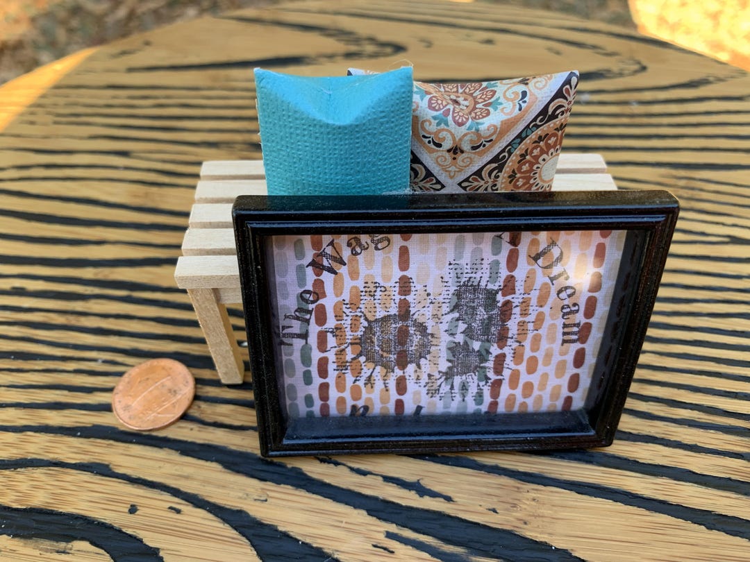 Framed Pillows on a Bench - Thee Evergreen Under Construction Kit - Etsy