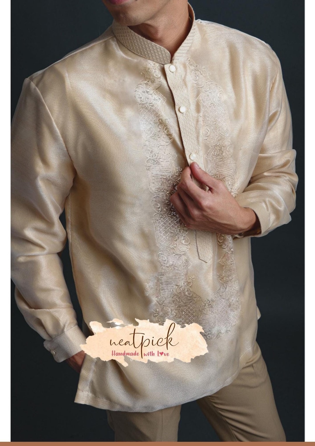 Barong Tagalog Filipino Formal Wear Sports/chinese Collar Piña Organza ...