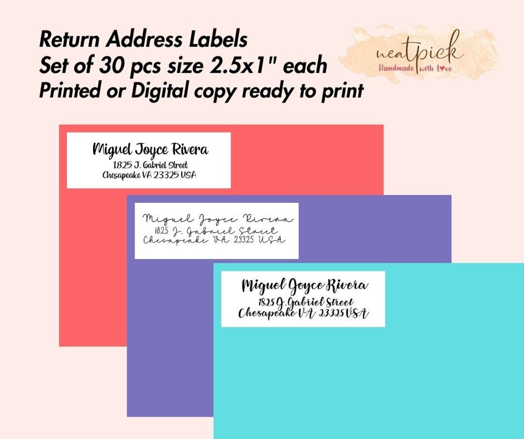 Personalized Return Address Label Sticker Set of 30pcs Printed or ...