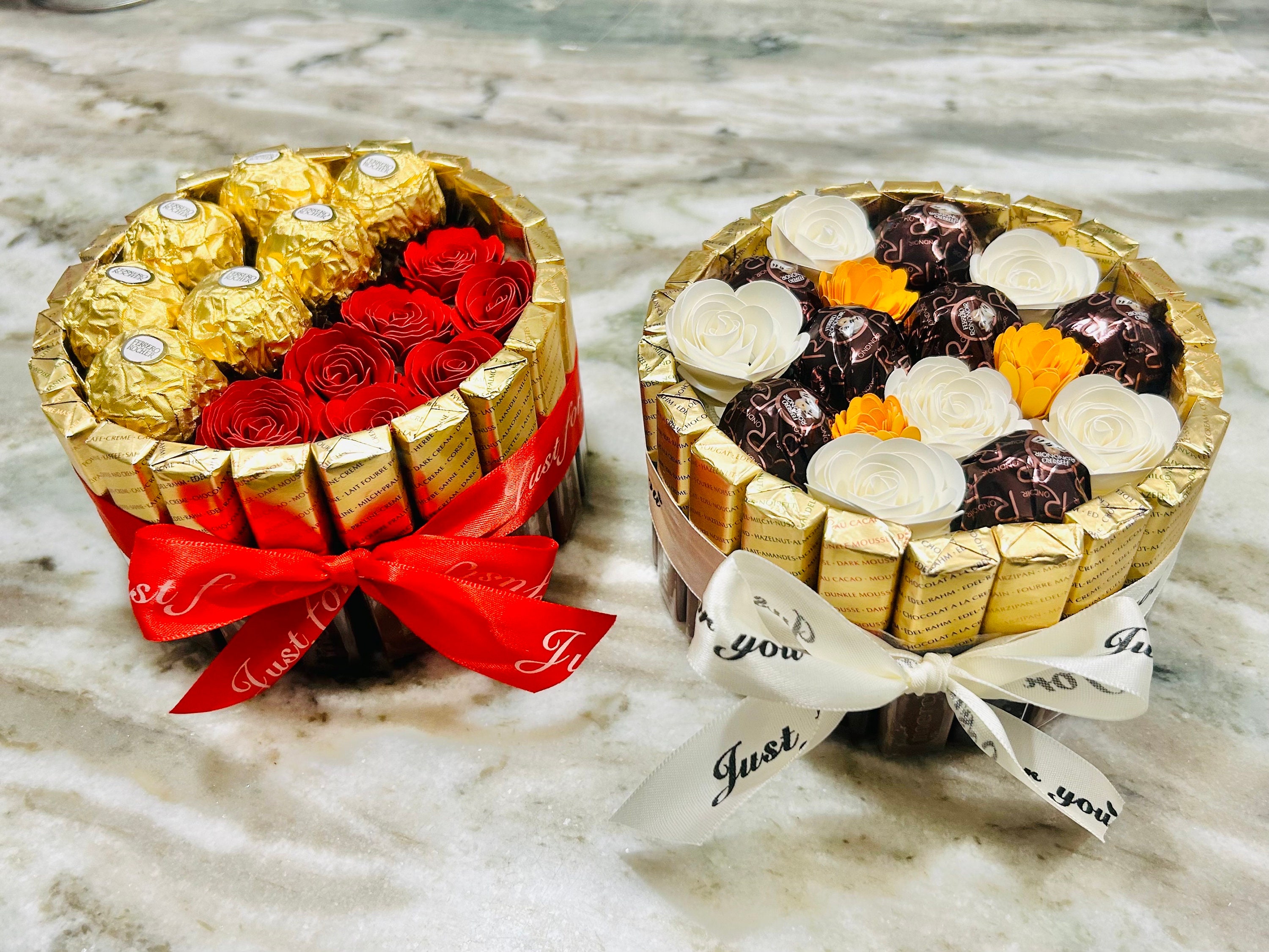 Merci & Ferrero Handmade Chocolate Cake Arrangement With Ferrero ...
