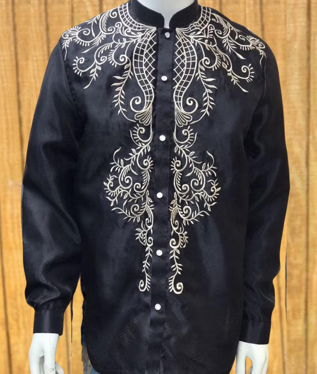 Premium Embroidery Design Full Button Barong Tagalog | Modern Barong ...