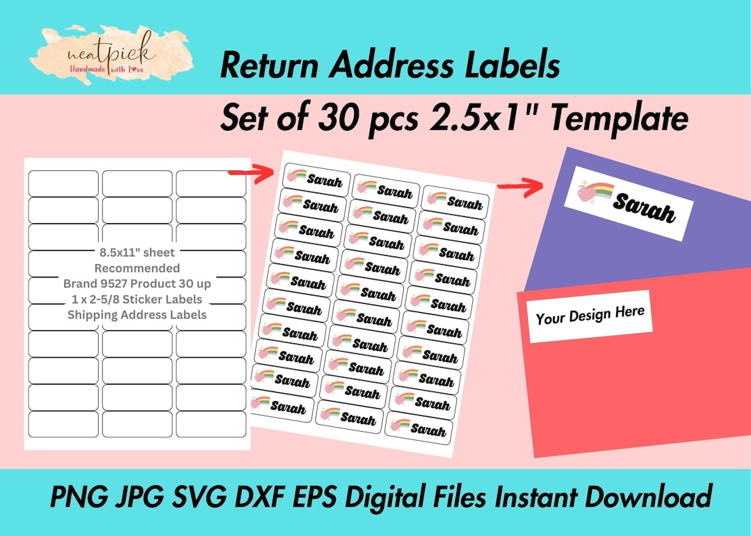 Return Address Label Blank Template Set of 30-address Labels 2.5" X 1 ...