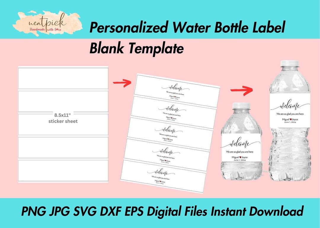 Bottled Water Label Blank Template Png Svg Pdf Jpg Eps Dxf Instant ...