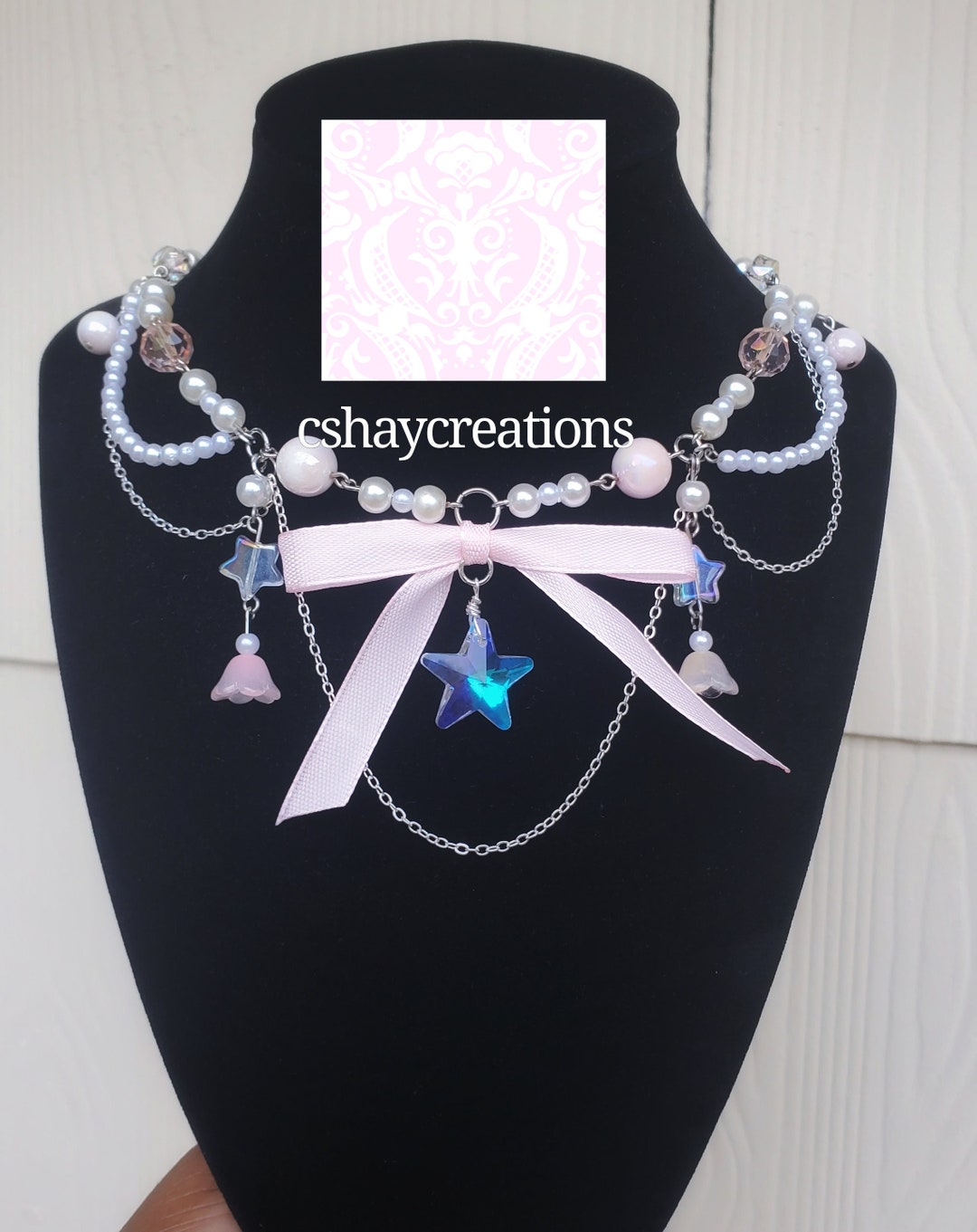 Bridgerton Inspired Frilly Star Choker Necklacechoker Bow ...