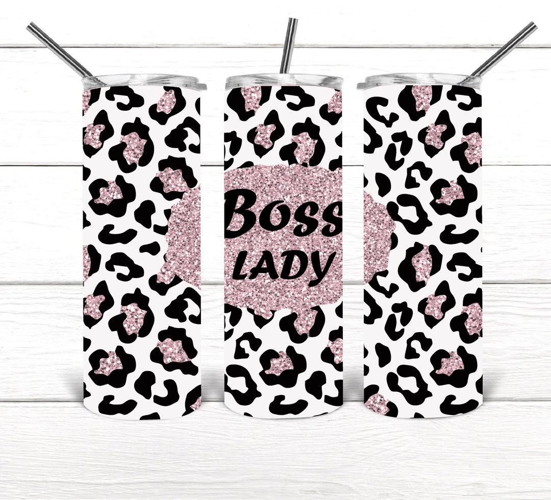 Boss Lady Pink Glitter Cheetah Png for Skinny Tumbler - Etsy