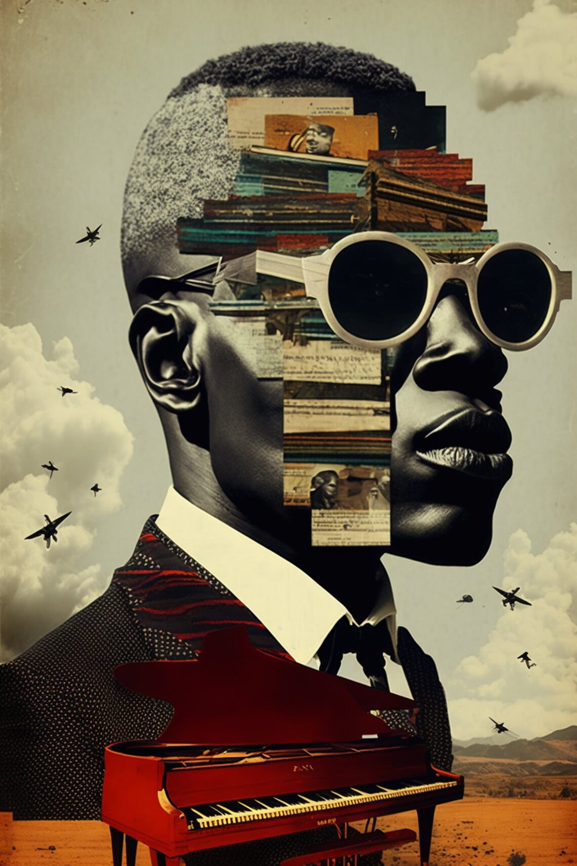 35 Piece Surreal Afrocentric Collage Kit, Printable Black Culture Wall ...