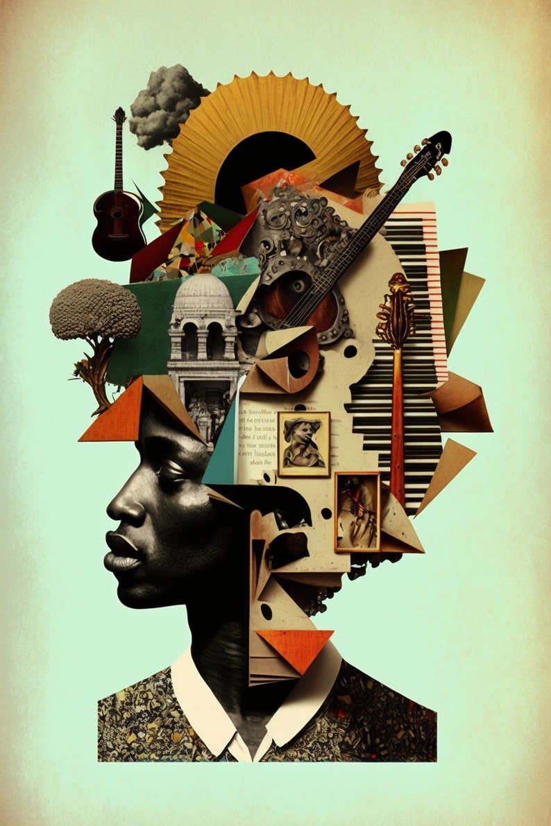 35 Piece Surreal Afrocentric Collage Kit, Printable Black Culture Wall ...