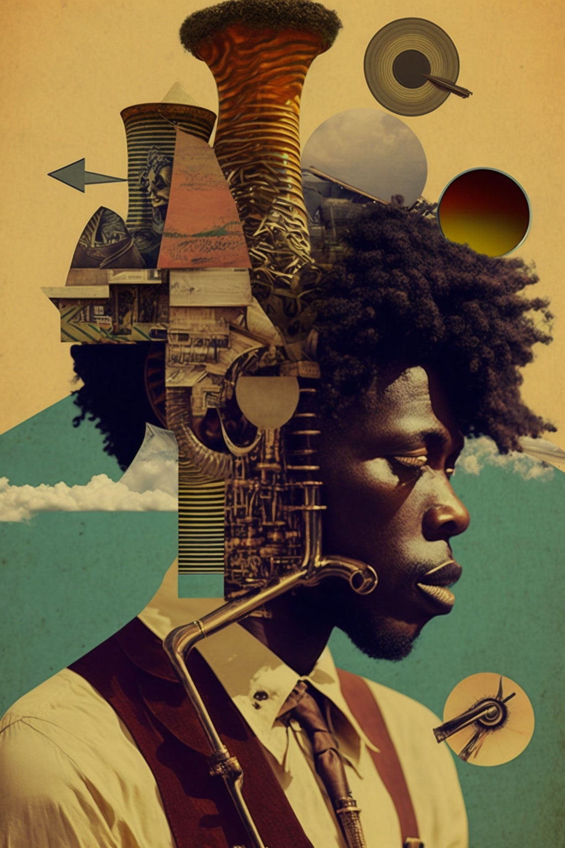 35 Piece Surreal Afrocentric Collage Kit, Printable Black Culture Wall ...