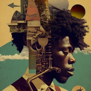 35 Piece Surreal Afrocentric Collage Kit, Printable Black Culture Wall ...