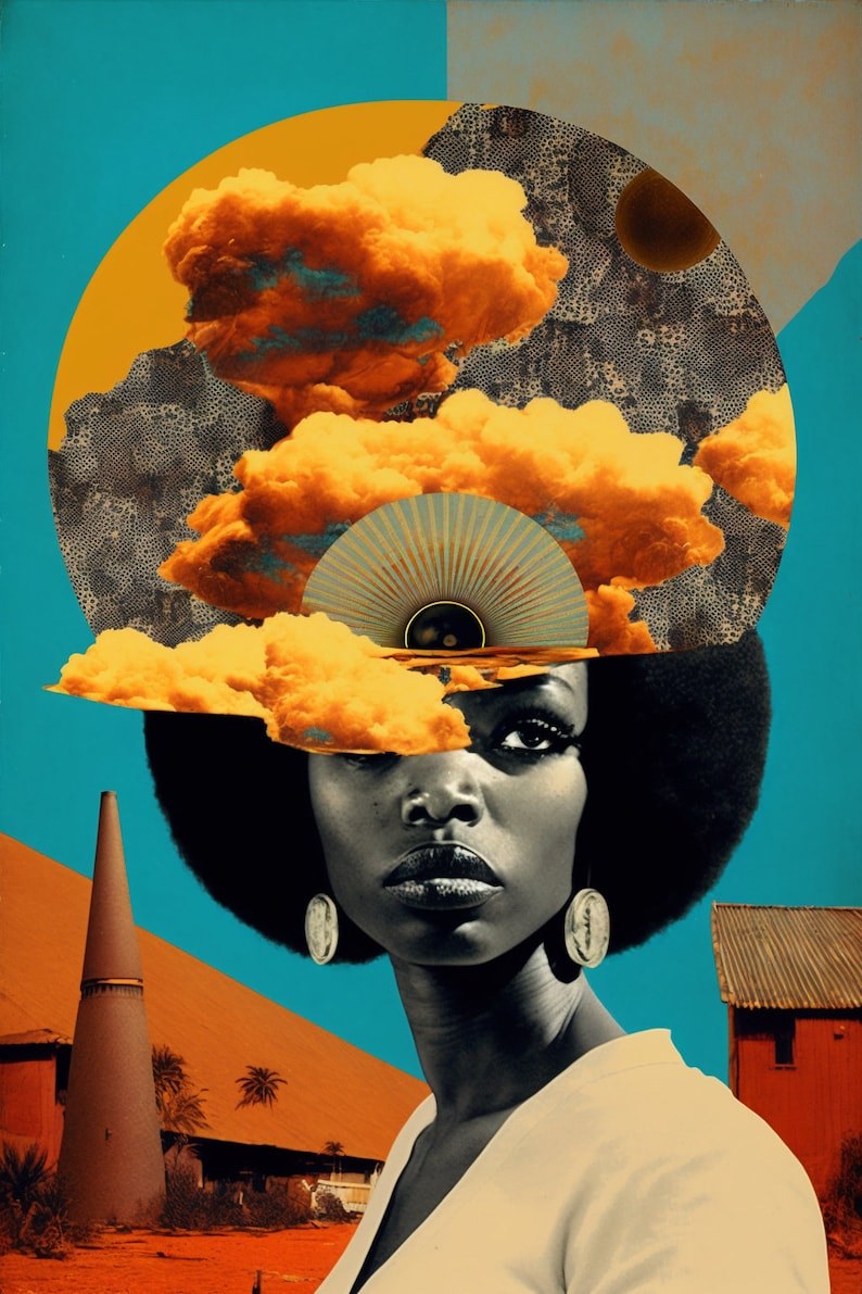 35 Piece Surreal Afrocentric Collage Kit, Printable Black Culture Wall ...