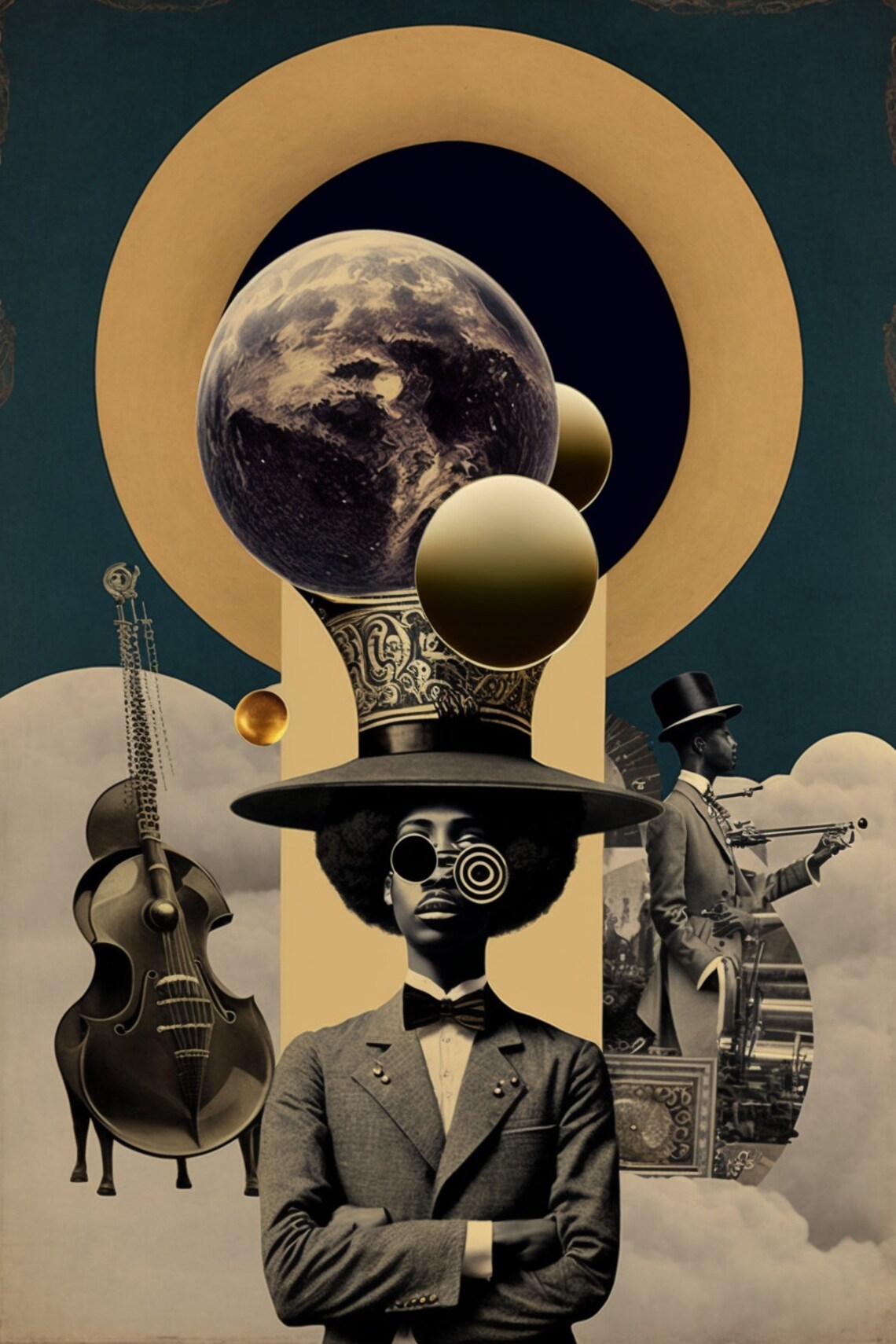 35 Piece Surreal Afrocentric Collage Kit, Printable Black Culture Wall ...