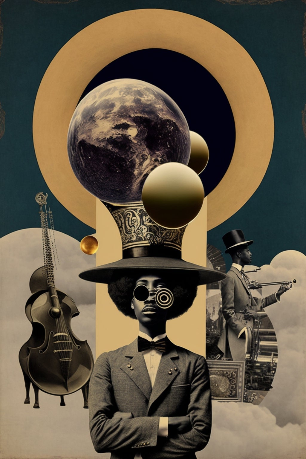 35 Piece Surreal Afrocentric Collage Kit, Printable Black Culture Wall ...