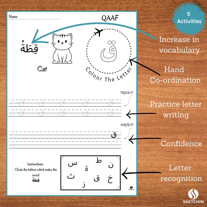 Arabic Letters Writing Practice: Tracing Worksheets for Kids (PDF ...