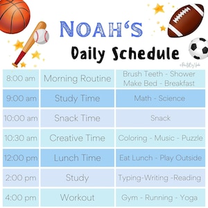 Sports Editable Home School Daily Planner, Editable Daily Routine ...