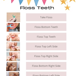 Brush Teeth & Floss Printable 8.5"x11", Brush Teeth Flossing Chart ...