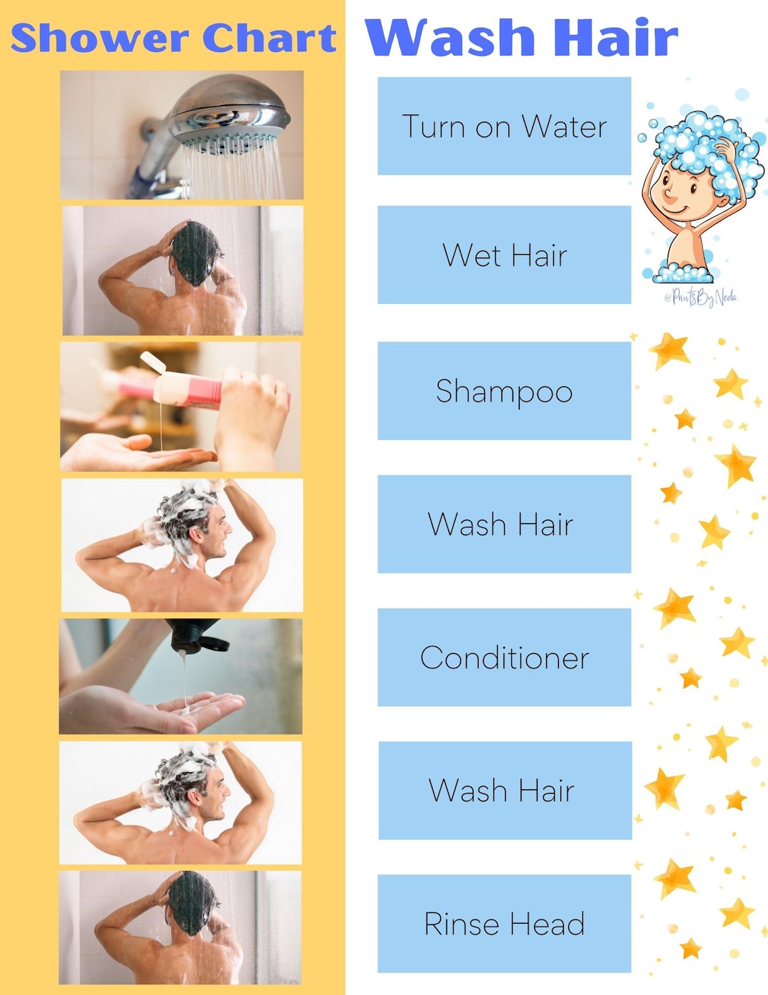 Shower Sequence Washing Hair, Visual Support Washing Head, Shower ...