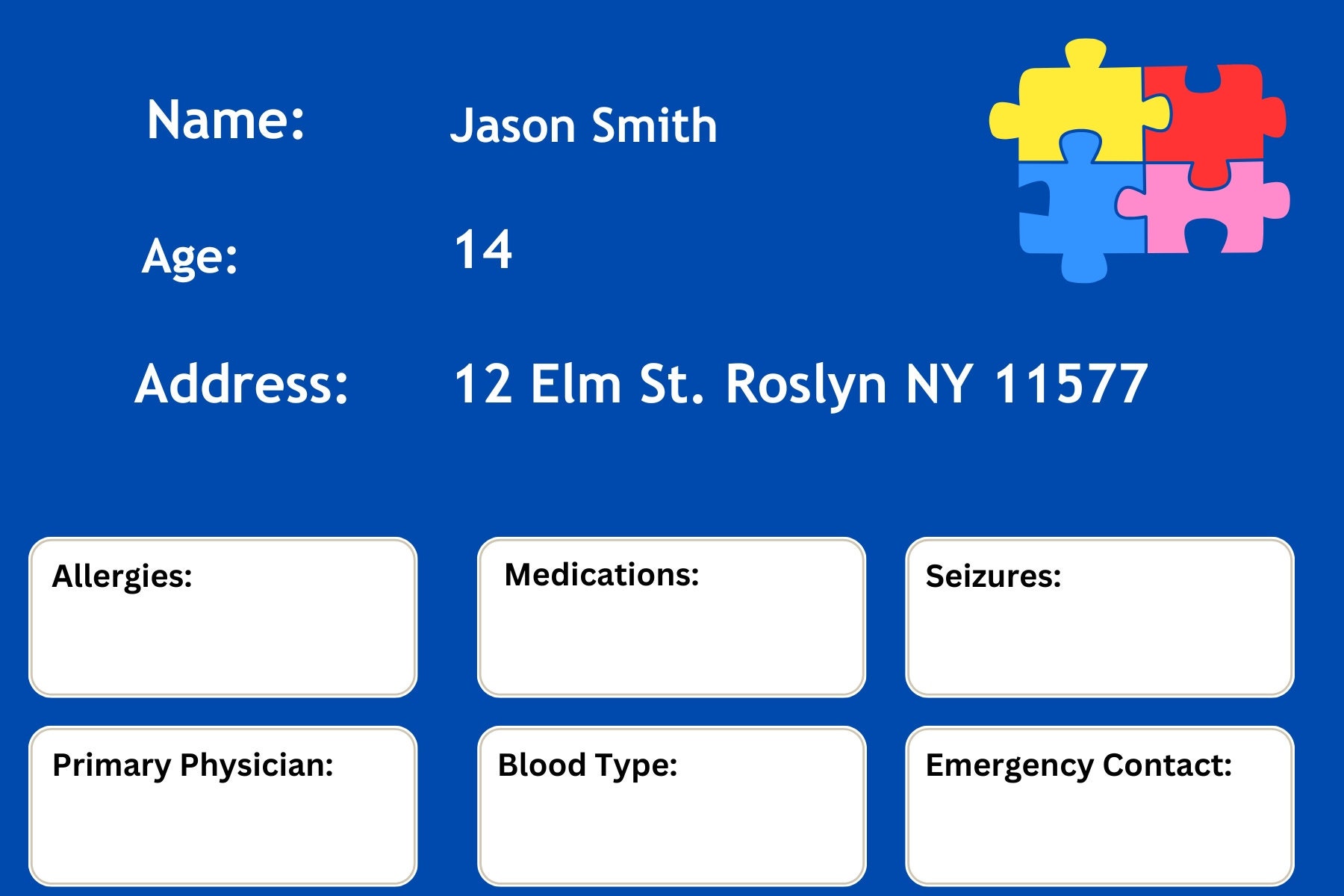 Autism ID Card, Autism Name Tag, Autism Emergency ID, Autism Safety Tag ...