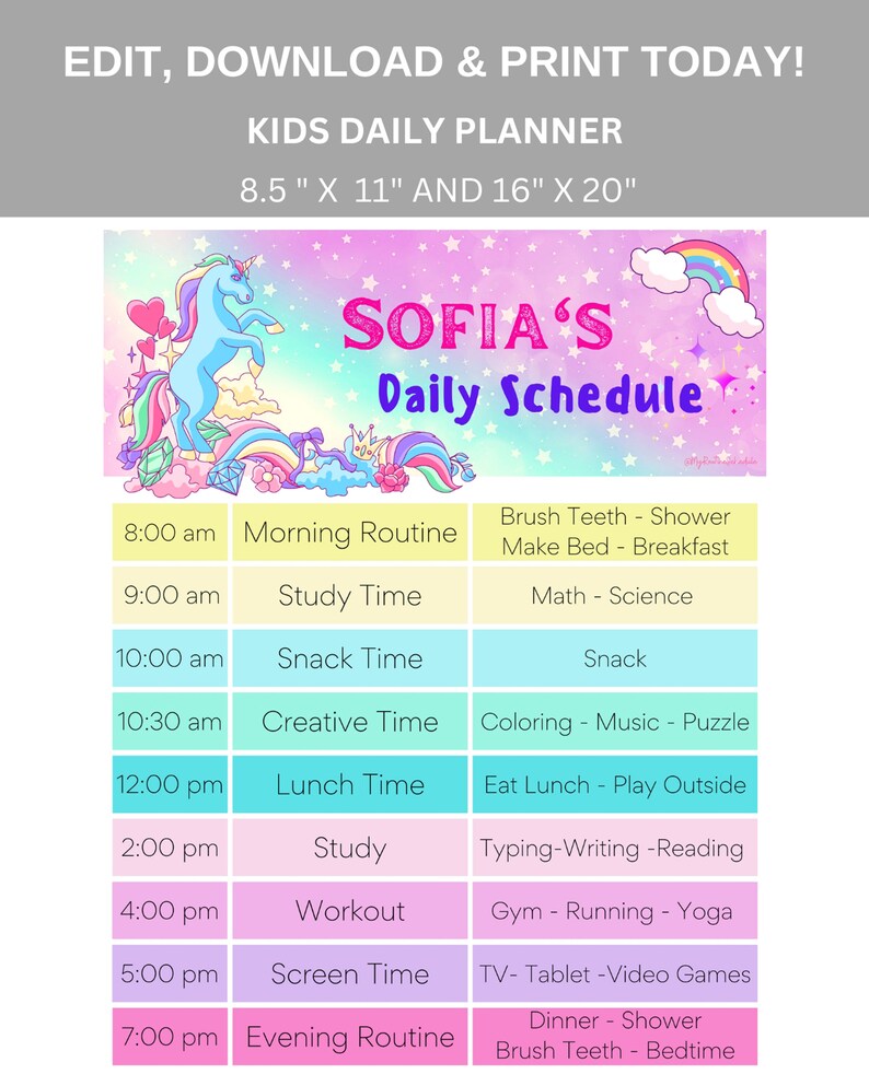 Editable Home School Daily Planner Editable Daily Routine Schedule ...