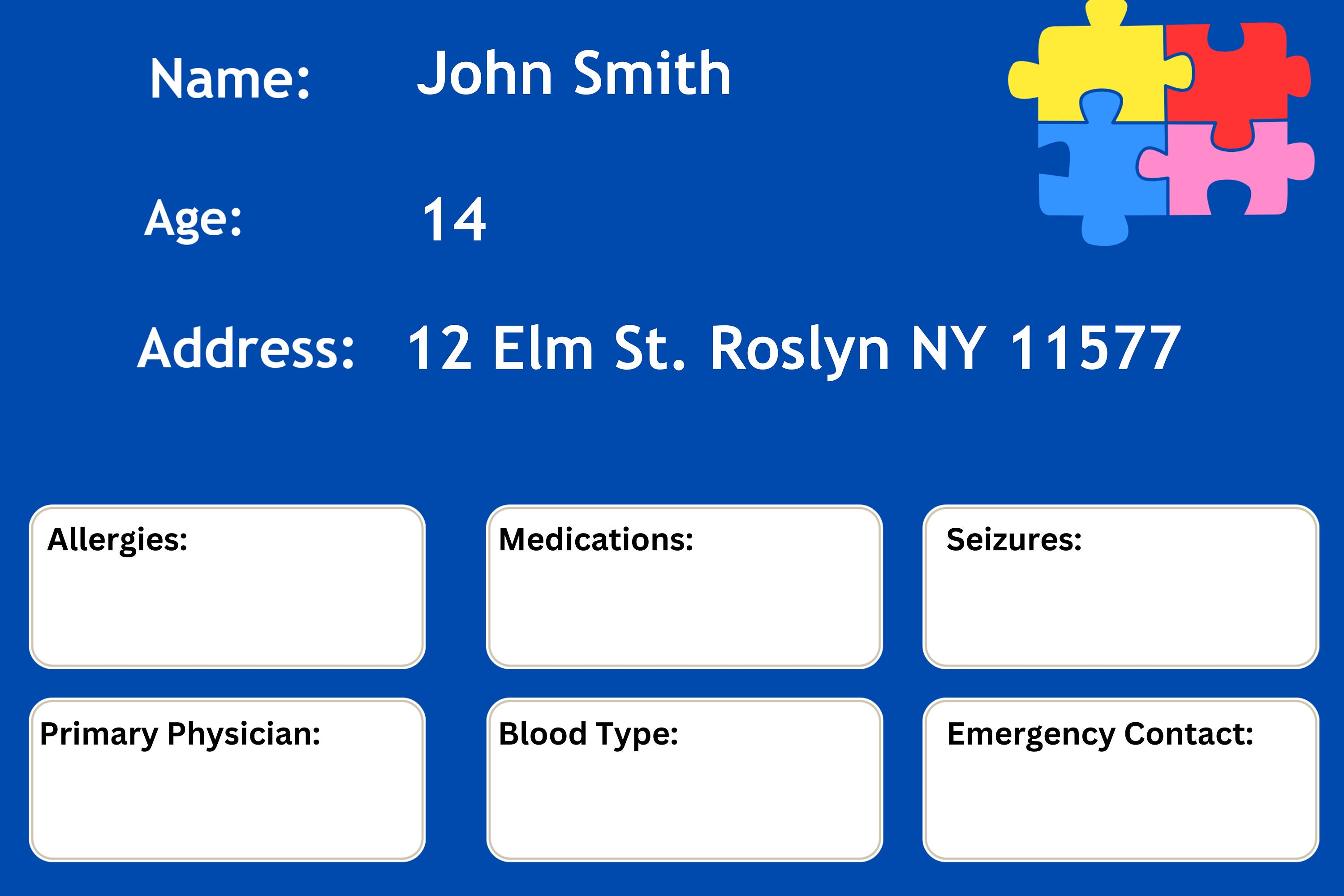 Autism ID Card, Autism Name Tag, Autism Emergency ID, Autism Safety Tag ...