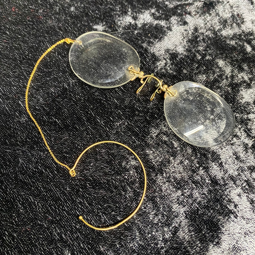 Antique Pince Nez Eyeglasses Hard Bridge Glasses With Ear Loop 12kt ...