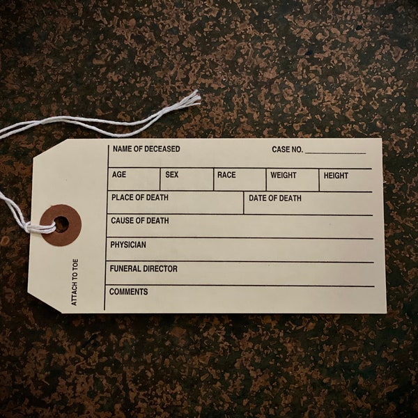 Mortuary Toe Tag - Etsy