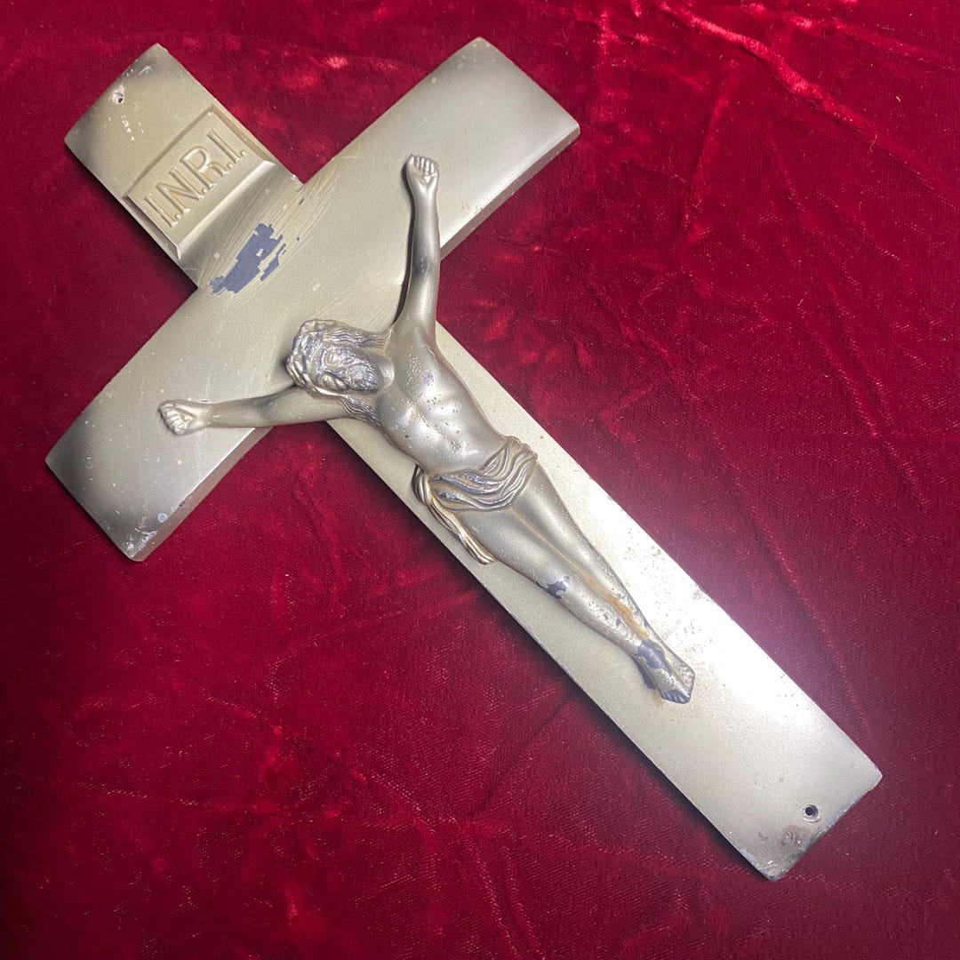 Antique Parsons Crucifix Casket Plaque 10 Metal Coffin Adornment Cross ...