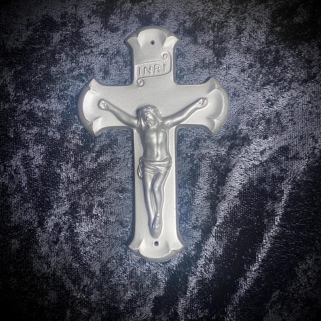 Antique Crucifix Casket Plaque 4.5” Metal Coffin Adornment - Etsy