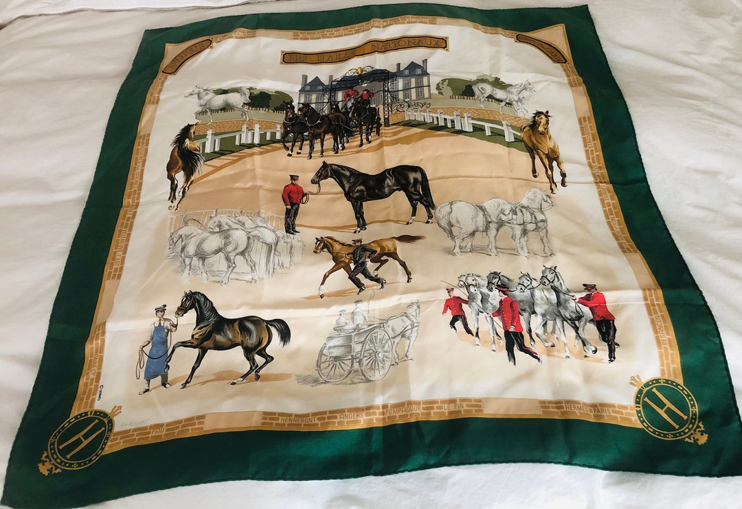Hermes Vintage Silk Equestrian Scarf - Etsy