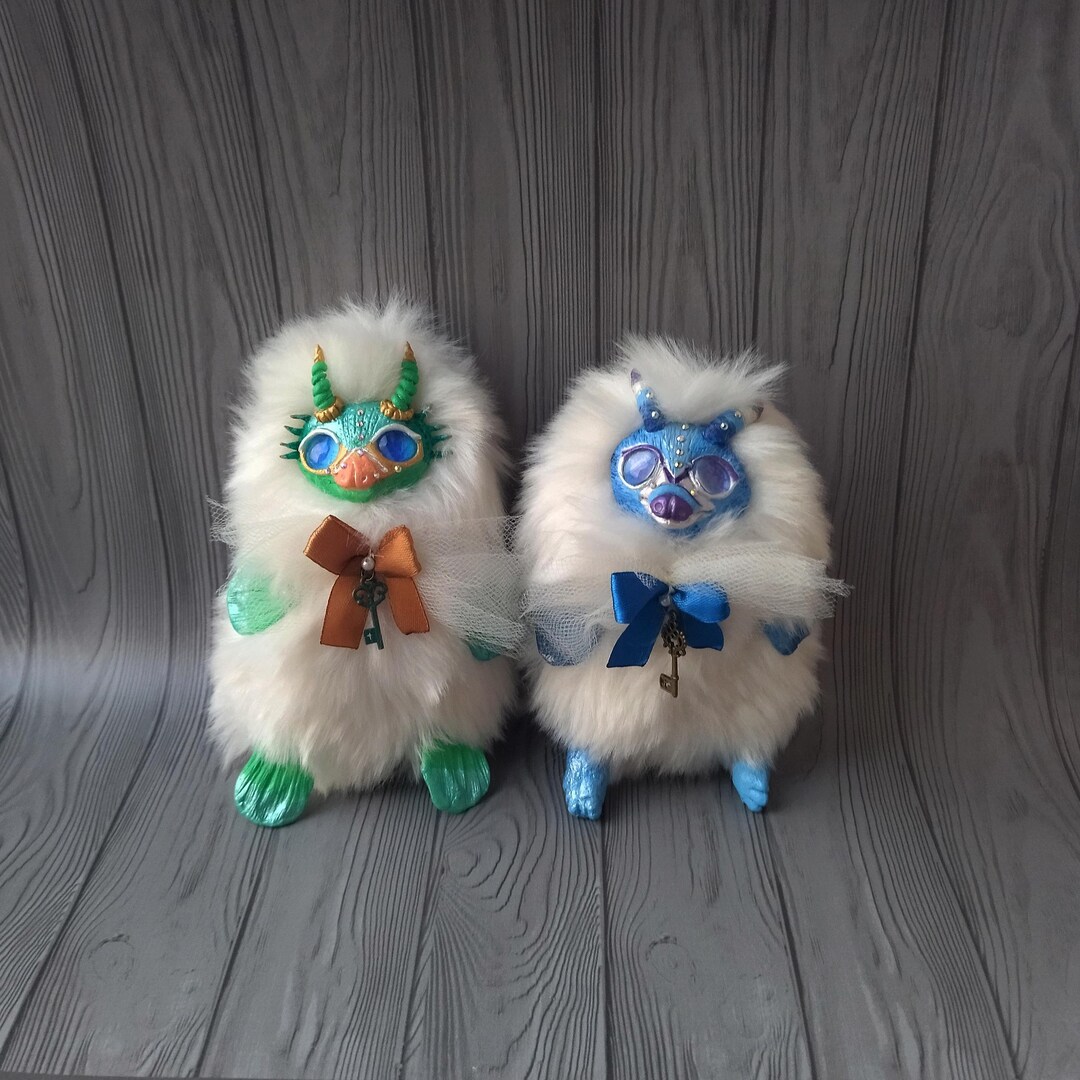 Mystical Fantasy Plush Animal Dragon,art Doll,blue Green Soft Textile ...