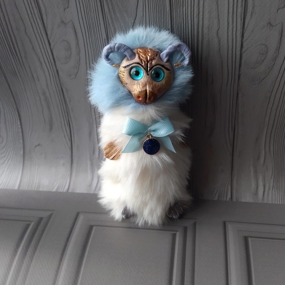 Mystical Fantasy Art Plush Animal Ram Dragon, Doll,soft Textile OOAK ...