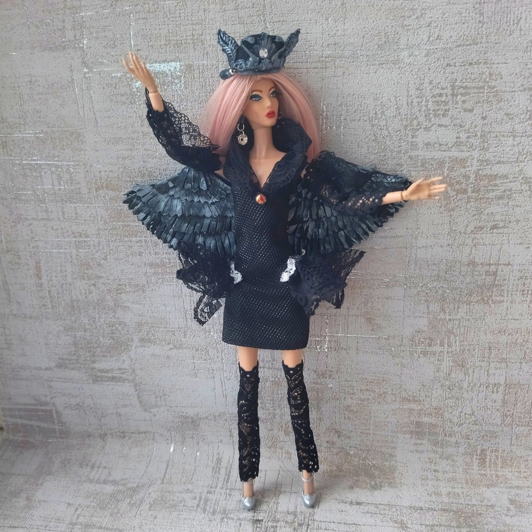 Fantasy Gown Black Angel,swan,raven,doll Outfit,set Clothes 7 Pcs for ...