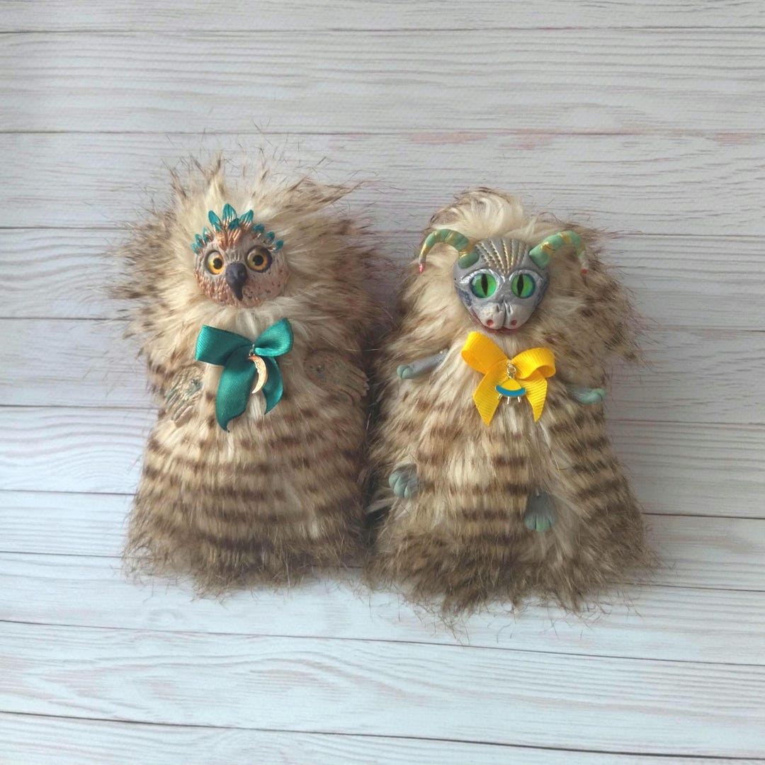 Mystical Fantasy Plush Animal Owl, Dragon,art Doll,soft Textile OOAK ...