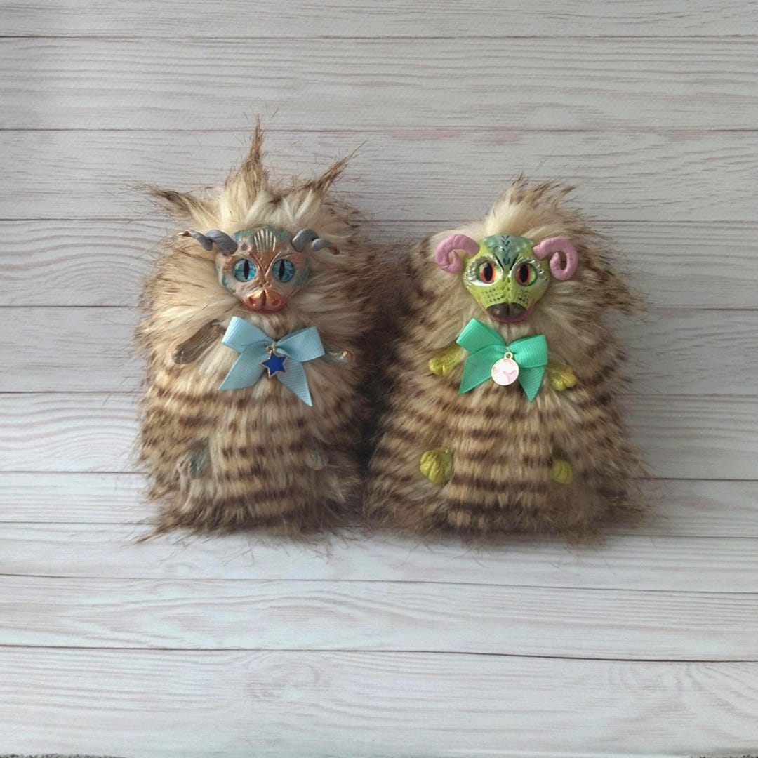 Mystical Fantasy Plush Animal Ram Dragon,art Doll,soft Textile OOAK ...