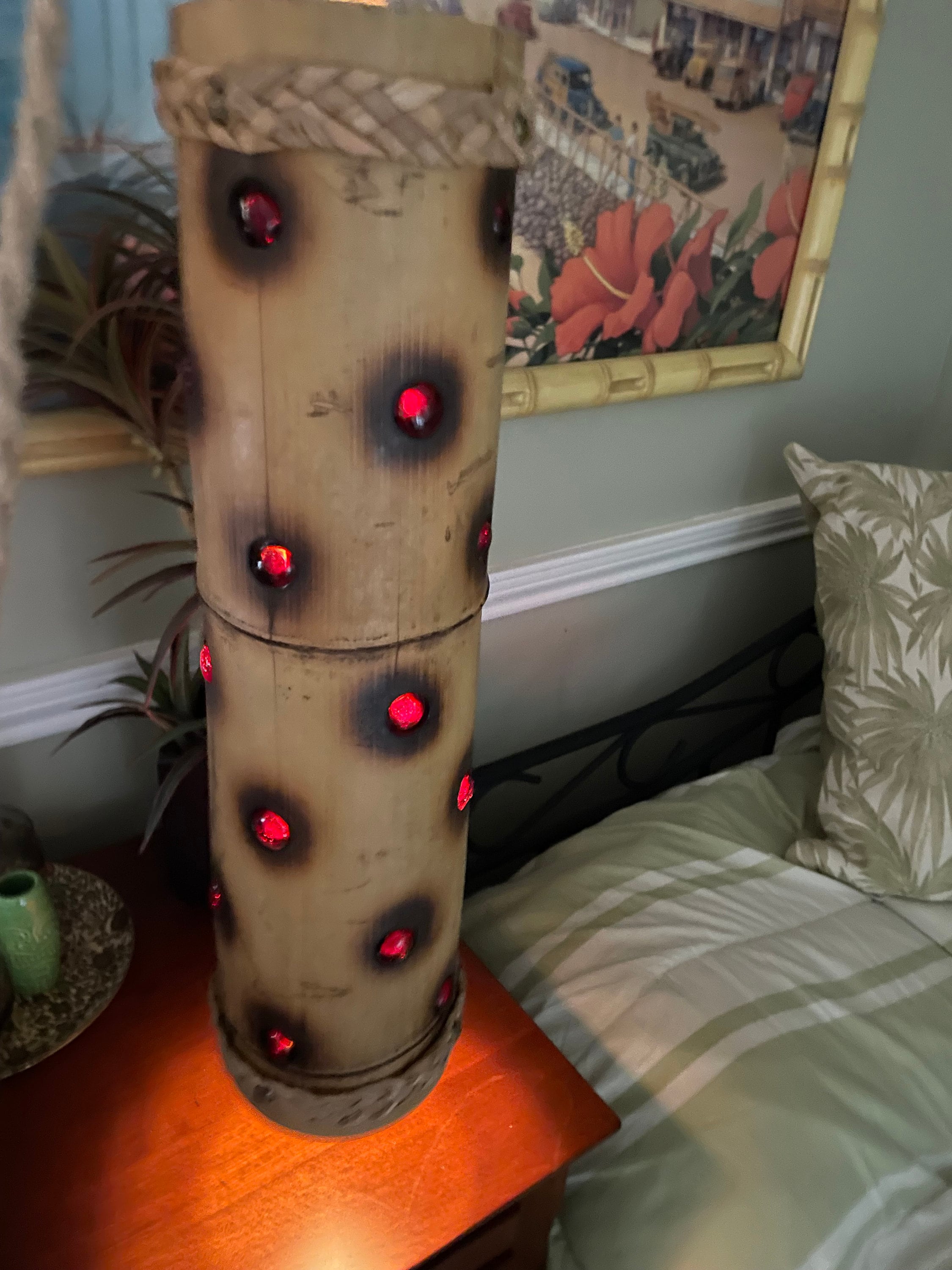 Starlite Swag Light Carved Tiki Bar Light Enchanted Tiki Decor LAVA RED ...