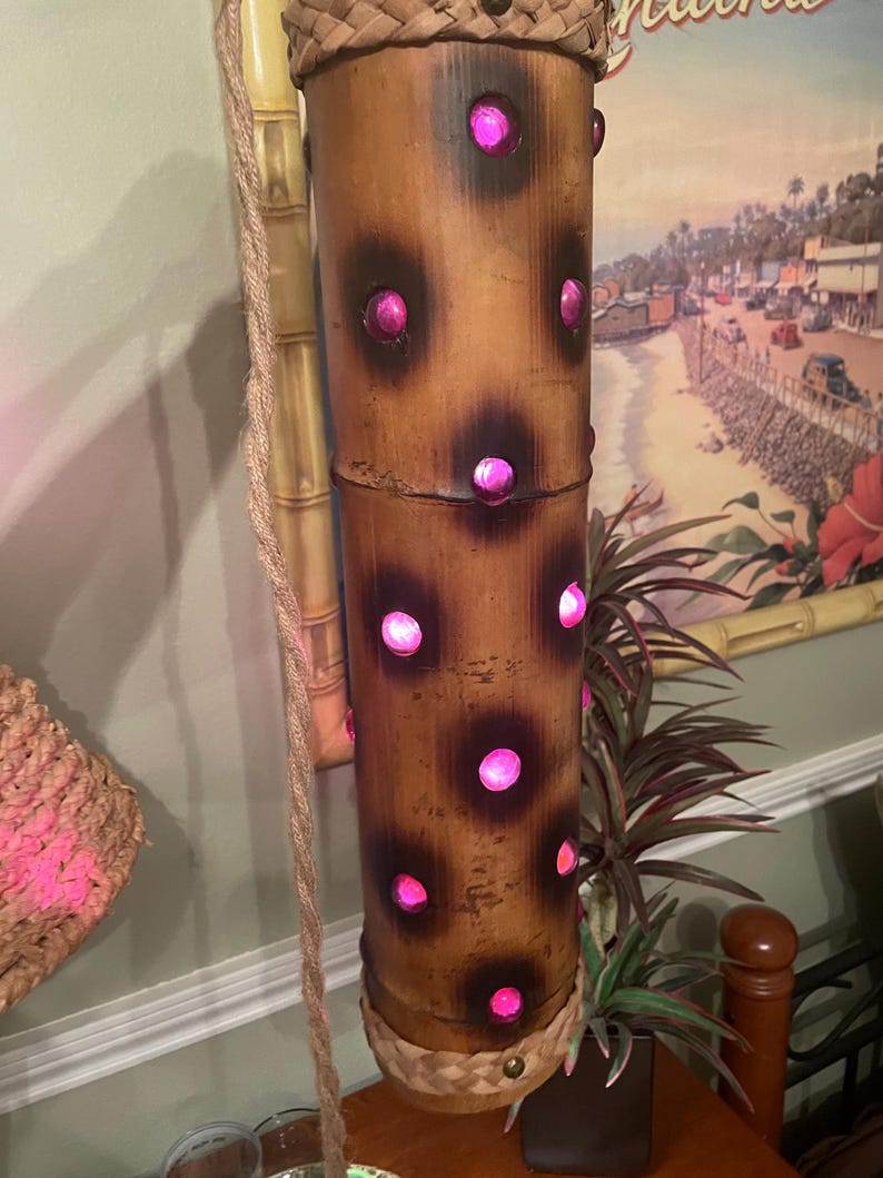 Starlite Swag Light Carved Tiki Bar Light Enchanted Tiki Decor Pink ...