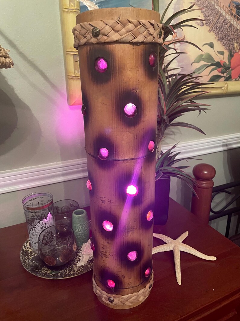 Starlite Swag Light Carved Tiki Bar Light Enchanted Tiki Decor Pink ...