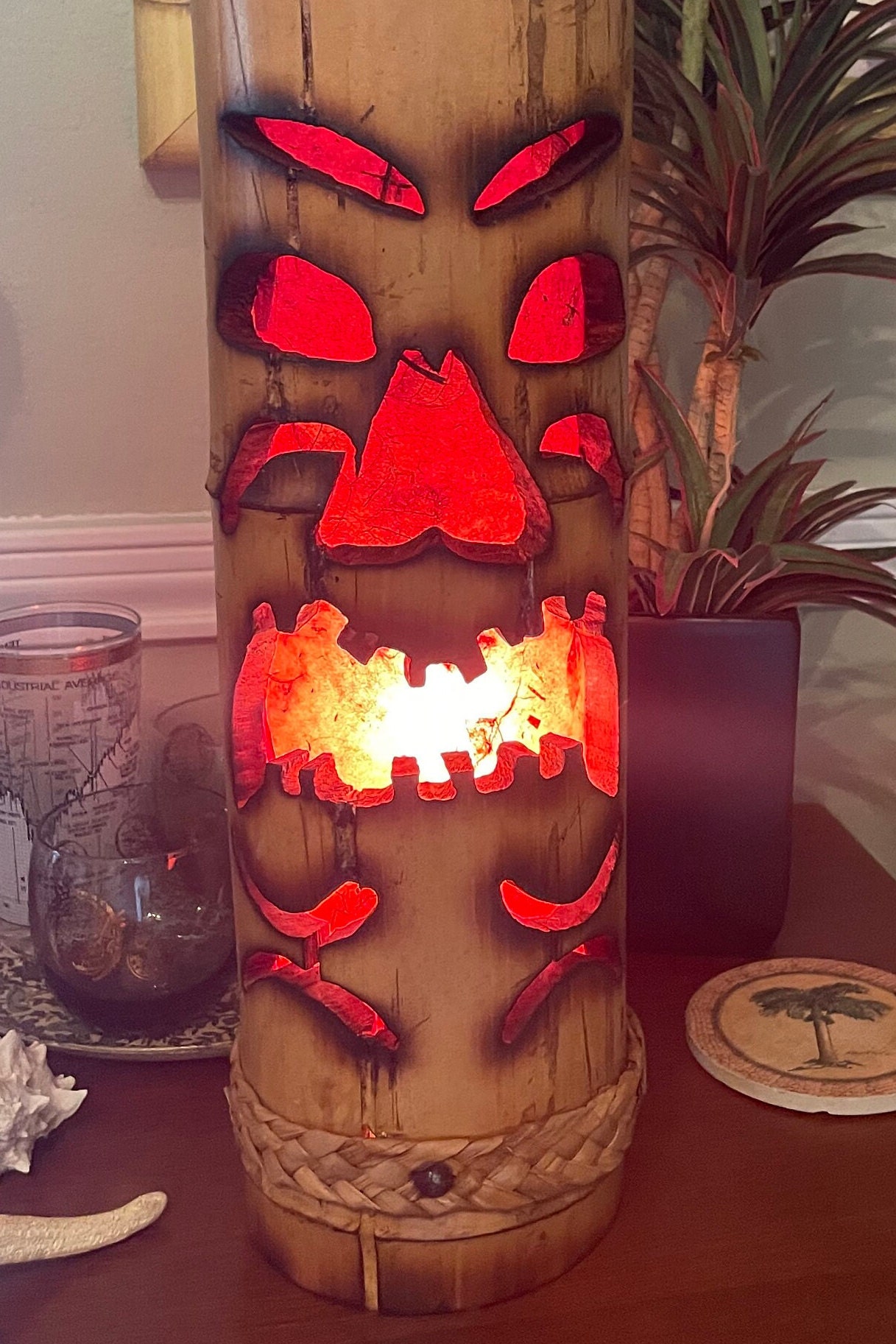 Vintage Carved Bamboo Tiki Bar Light Enchanted Tiki Room Lighting USA ...