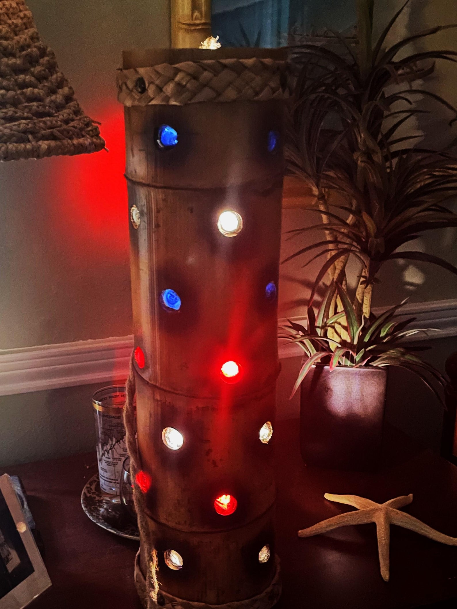 Starlite Swag Light Carved Tiki Bar Light Enchanted Tiki Decor US Flag ...